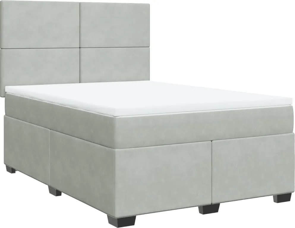 Box spring postel s matrací světle šedá 140x200 cm samet 3293224