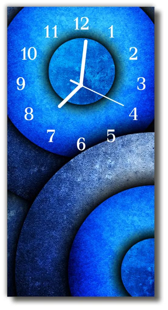 Skleněné hodiny vertikální Geometrické modré kruhy