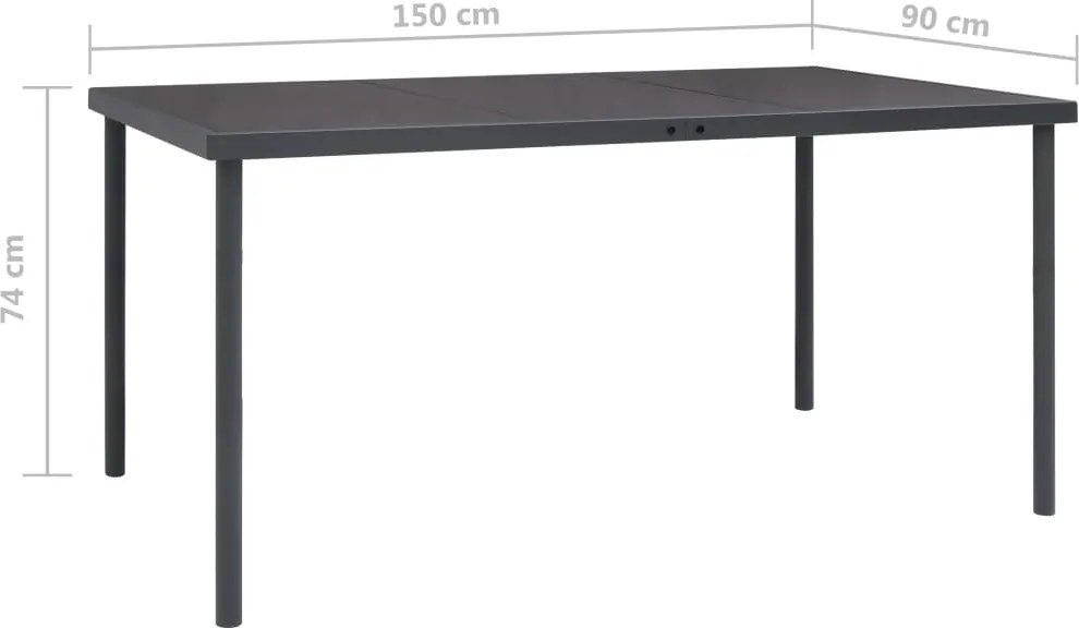 Venkovní jídelní stůl antracitový 150 x 90 x 74 cm ocel 313087