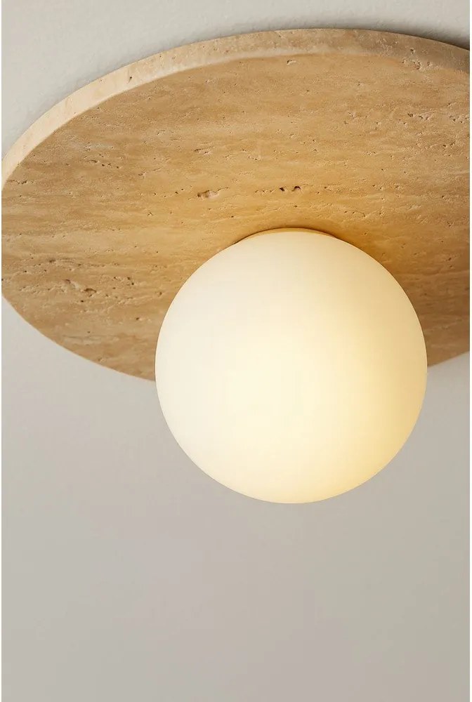 Béžové kamenné stropní svítidlo se skleněným stínidlem ø 12 cm Hilde – Opviq lights