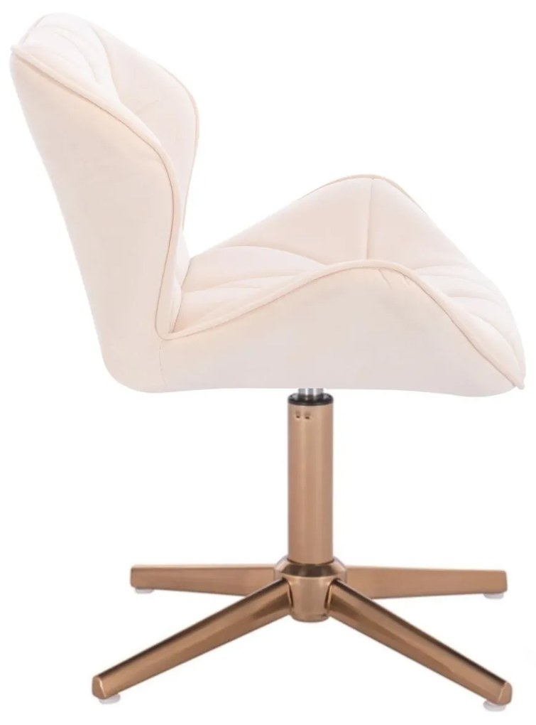 LuxuryForm DESIGN Otočná židle MILANO VELUR na zlatém kříži - krémová