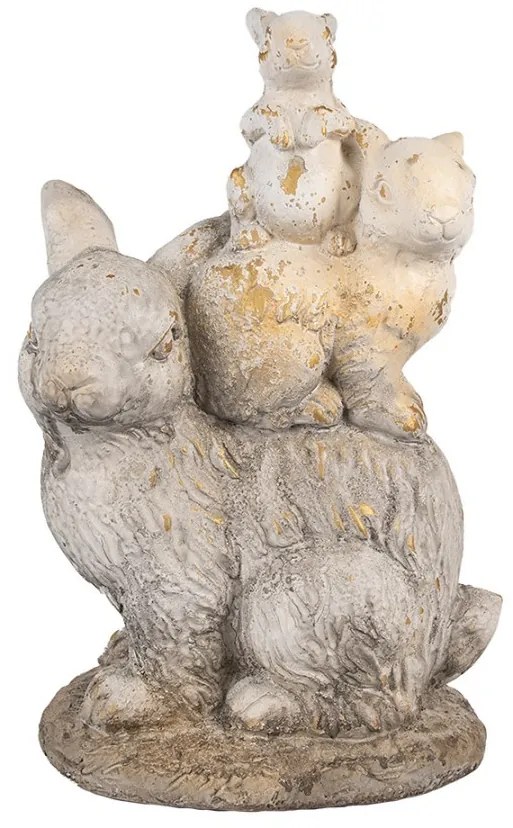 Béžovo-hnědá dekorativní figurka králiččí rodinka - 27*18*43 cm