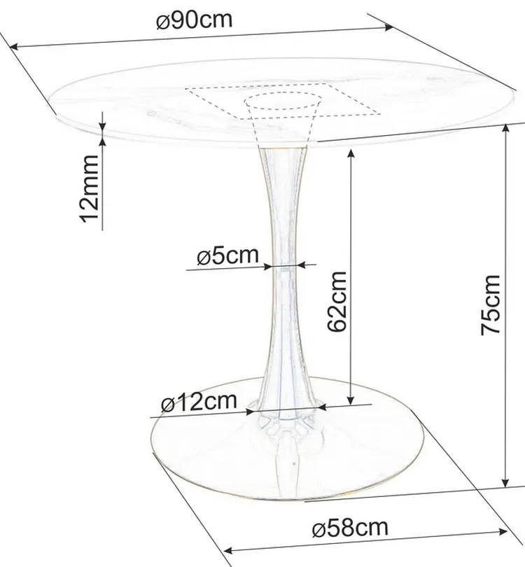 Jídelní stůl Espero 90 cm, mramor / bílá