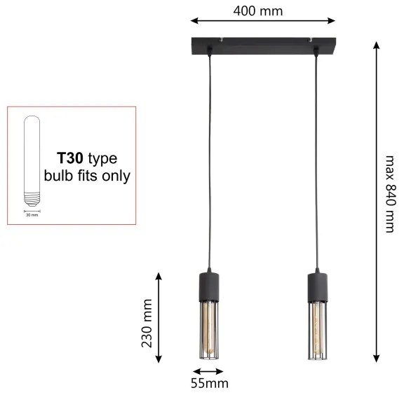 Lustr na lanku MELODY 2xE27/15W/230V černá