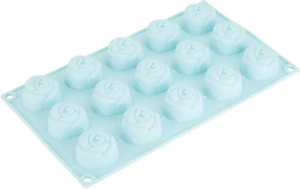 Modrá silikonová forma na mini dezerty Tantitoni Roses
