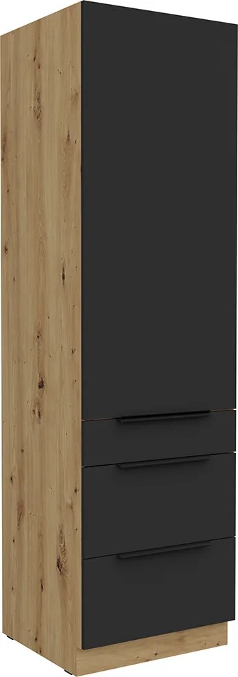 ARIA ac | vysoká skříňka 60 DKS-210 3S1F potravinová | UNI DVÍŘKA | 60 cm | PREMIUM BOX | artisan/černá