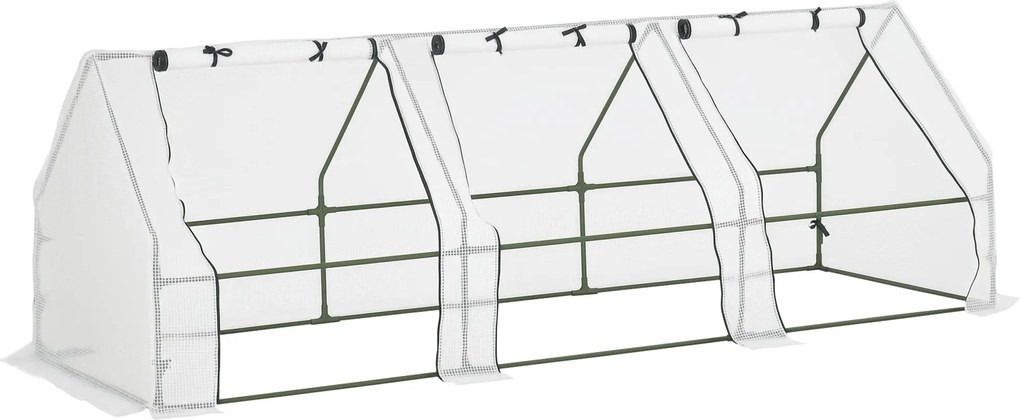 Outsunny Zahradní Skleník 270x90x90 cm s 3 Okny, Ocelová Rámová Zahrada pro Pěstování Rostlin, Květin a Rajčat | Aosom