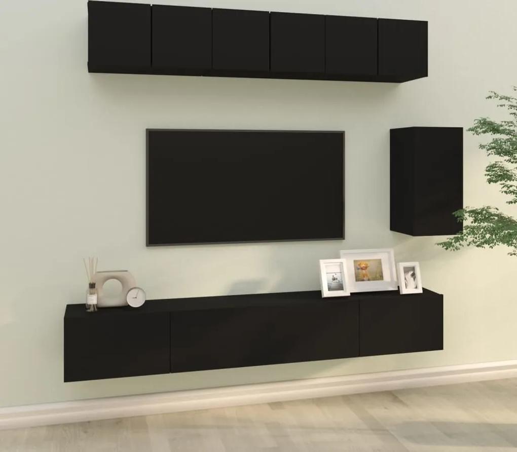 vidaXL 6dílný set TV skříněk kompozitní dřevo [3114621] Barva: Černá