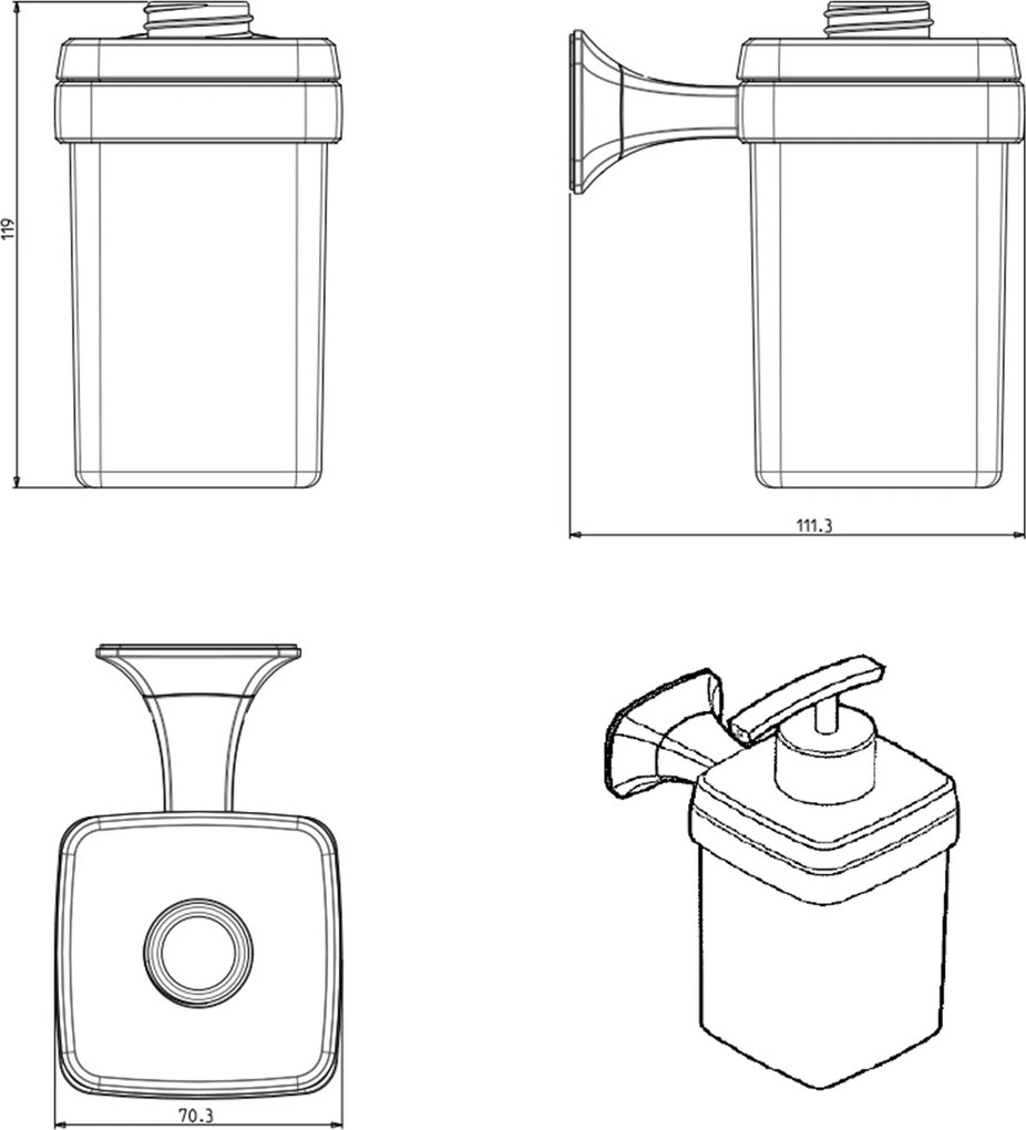 METAFORM METAFORM, AIDA dávkovač mýdla 270 ml, mléčné sklo, chrom, AI019