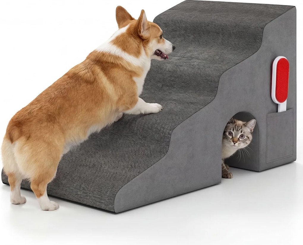 Costway Schodiště pro psy 4 Schody Pet Schody 43 cm vysoké s otvorem