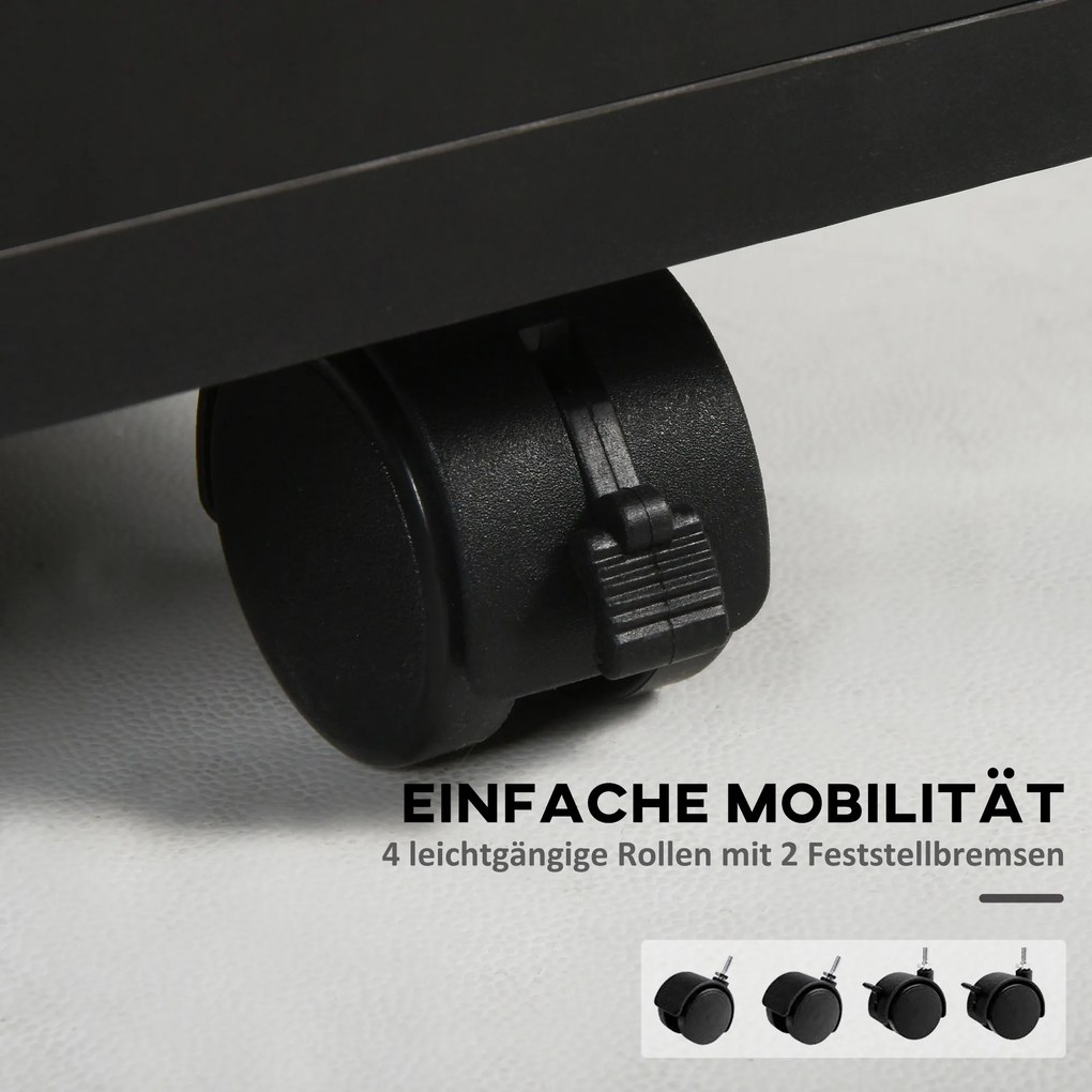 HOMCOM Mobilní kancelářský šuplík se 2 zásuvkami, pojízdný úložný kabinet na kolečkách, otevřená police, kancelářská skříň, pod deskou do kanceláře, …