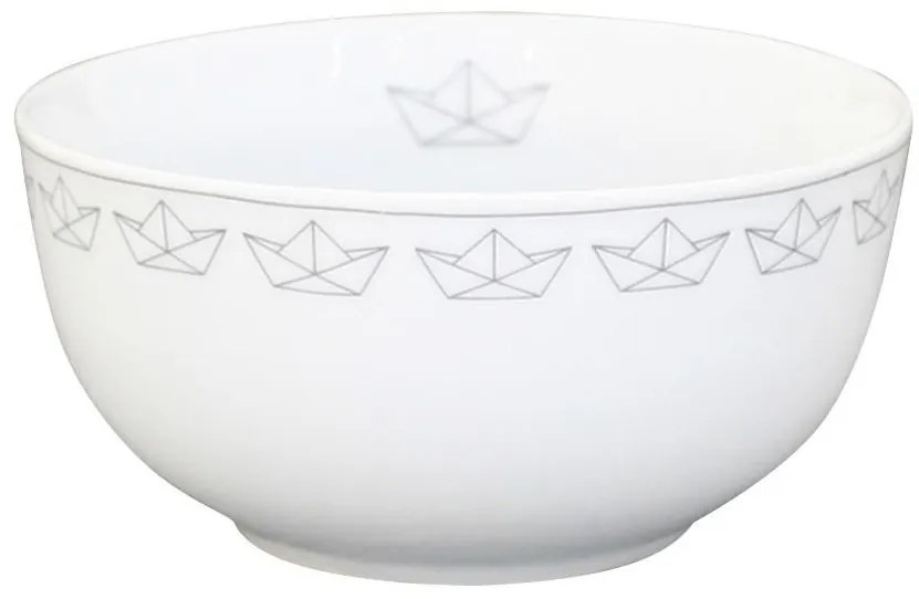 Krasilnikoff Porcelánová miska Paper Boat, šedá barva, bílá barva, porcelán