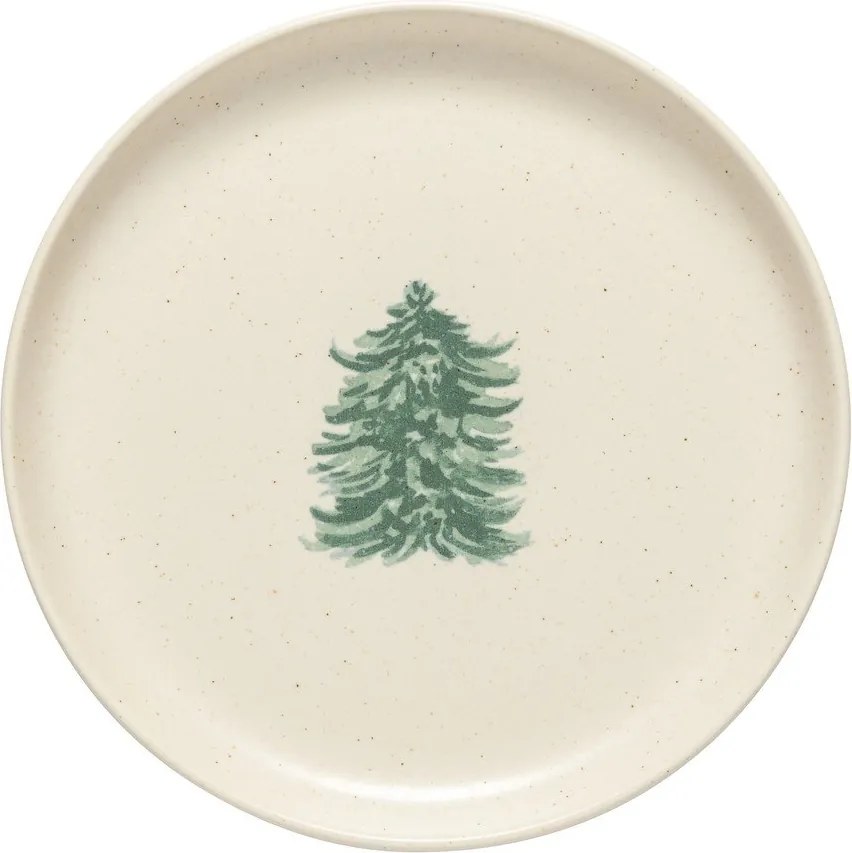 Krémové dezertní talíře v sadě 4 ks s vánočním motivem z kameniny ø 22 cm Pacifica Christmas Tree – Casafina