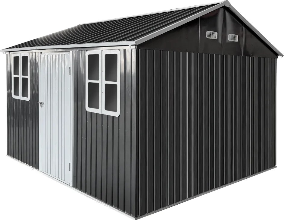 Plechový zahradní domek na nářadí, antracitová, 3,6x3,1x2,5 m, GABKO