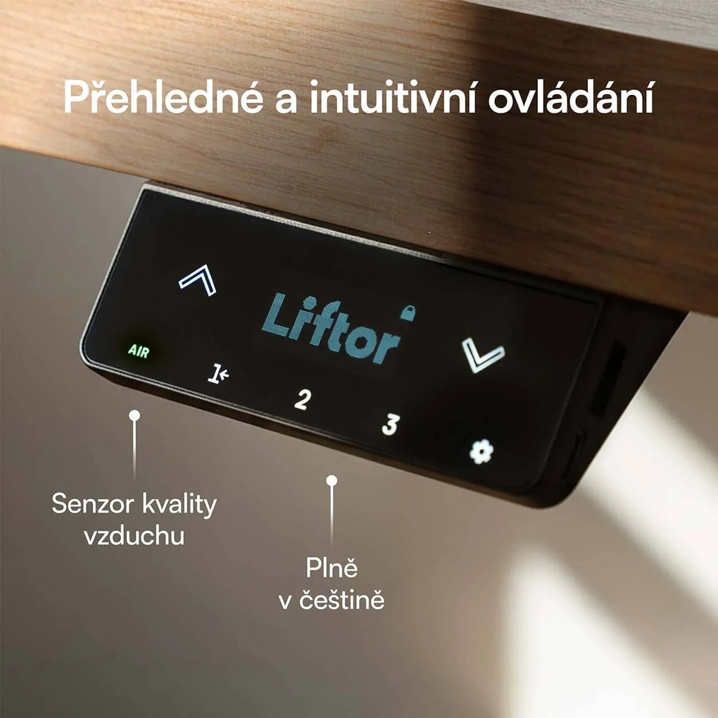 Výškově nastavitelný stůl Liftor Expert, Buk Willow, elektricky polohovatelný
