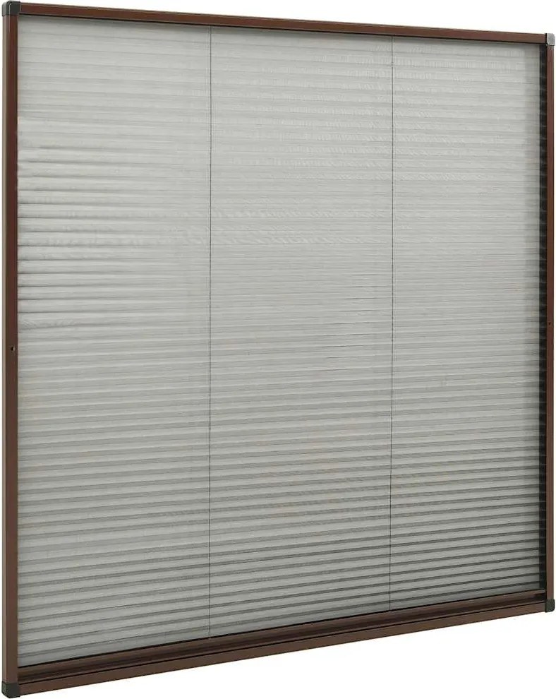 Plisovaná okenní síť proti hmyzu hliník hnědá 120 x 120 cm 148656