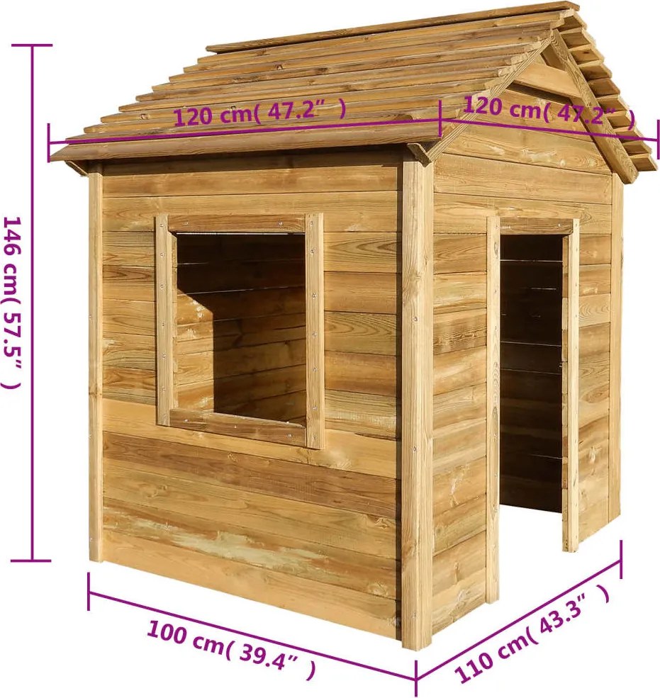 vidaXL Zahradní domeček pro děti 120 x 120 x 146 cm borové dřevo [44905]