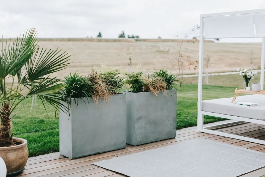 Květináč ELEMENTO, sklolaminát, šířka 88 cm, beton design