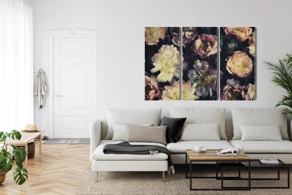 Vícedílný obraz Kytice Barevných Květin Ve Vintage Stylu Nedostatek Nedostatek Plátno Canvas 150x100