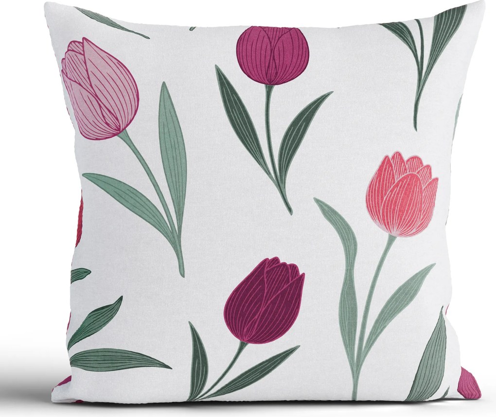 MK Lůžkoviny Bavlněný povlak na polštář Renforcé 40 x 40 cm - Květy tulipánů fialové