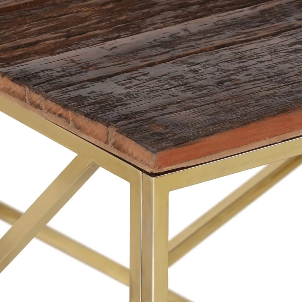 Konferenční stolek zlatý nerezová ocel a pražcové dřevo - Default Title