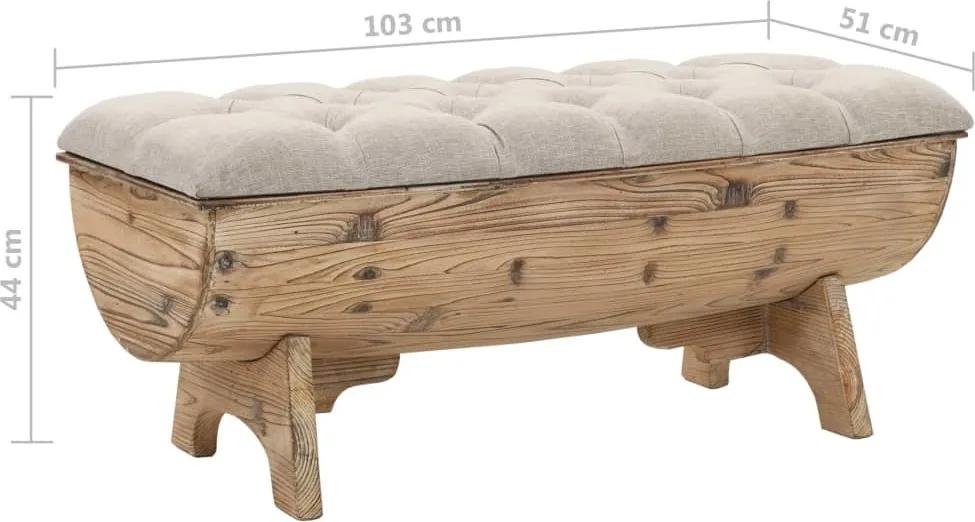 vidaXL Úložná lavice z masivního dřeva a tkaniny 103 x 51 x 44 cm [245767]