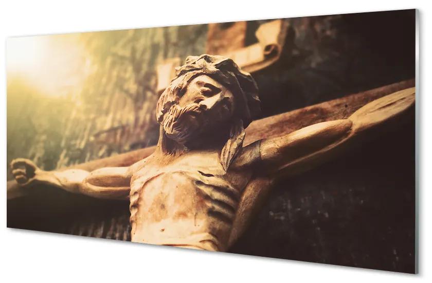 Obraz na skle Ježíš ze dřeva 140x70 cm