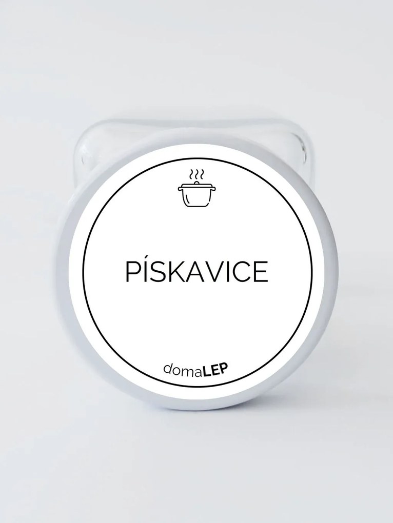 Samolepka na kořenky PÍSKAVICE bílá 5 cm základní písmo
