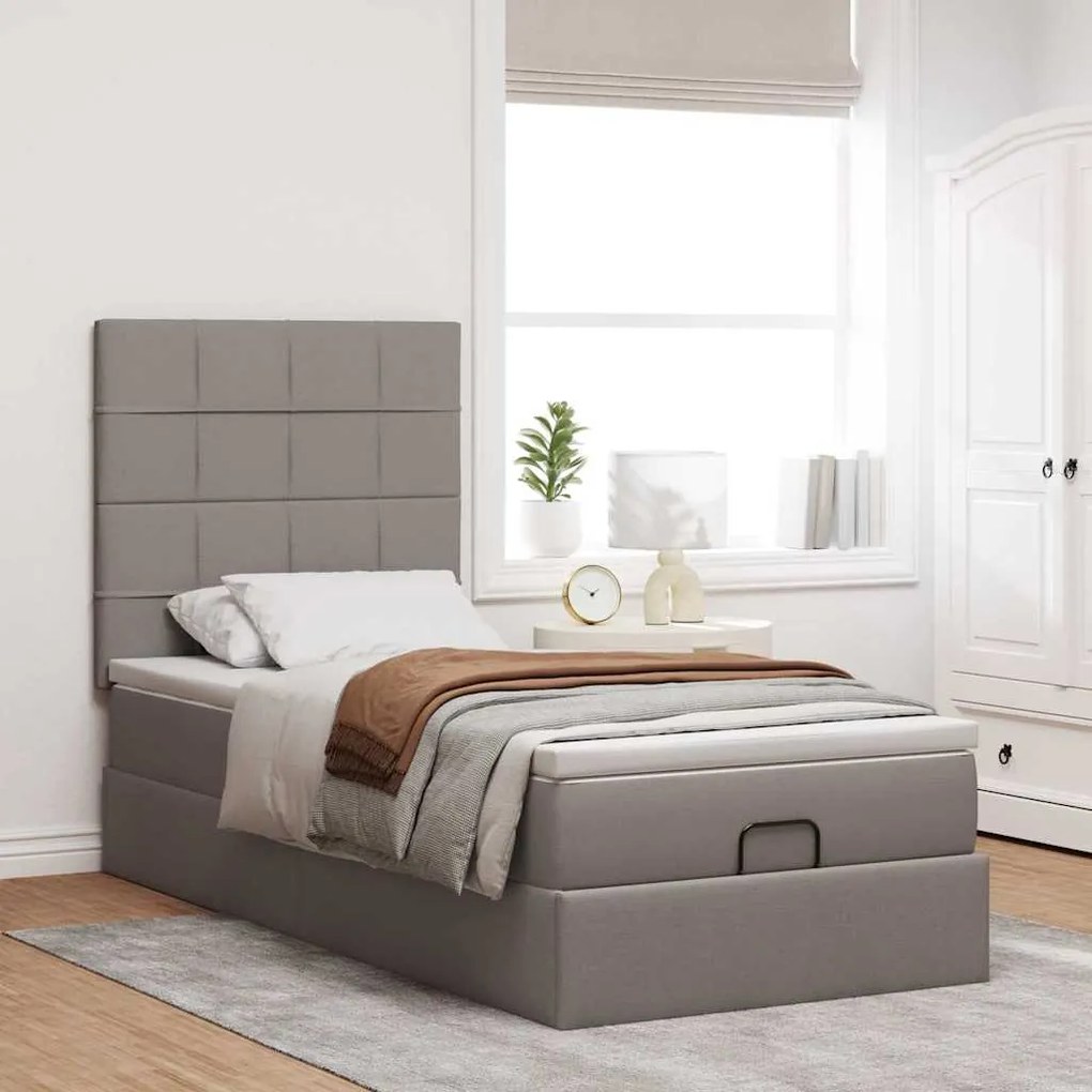 Osmanský rám postele s matrací taupe 80x200cm textil 3313965