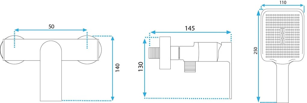 Nástěnná sprchová baterie REA HASS, zlatá kartáčovaná