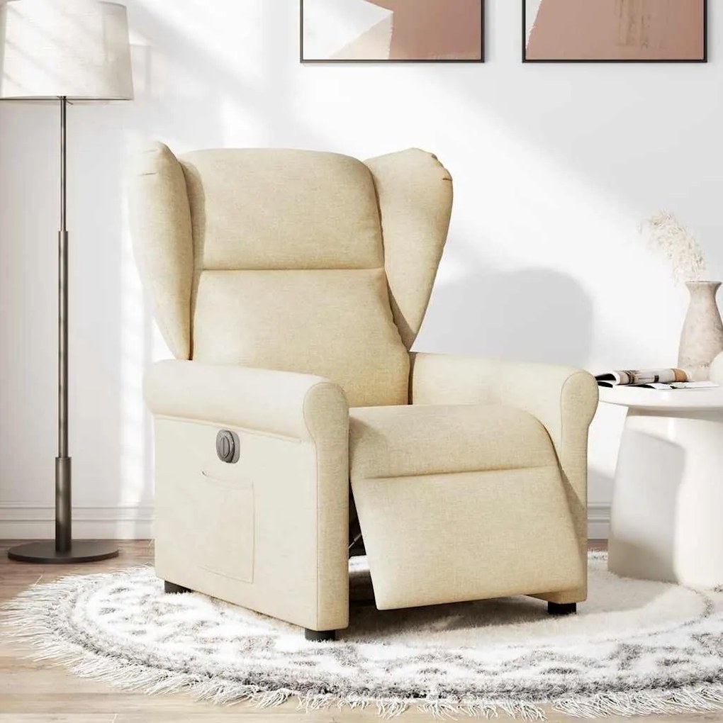 Elektrické polohovací křeslo krémové textil 3303362