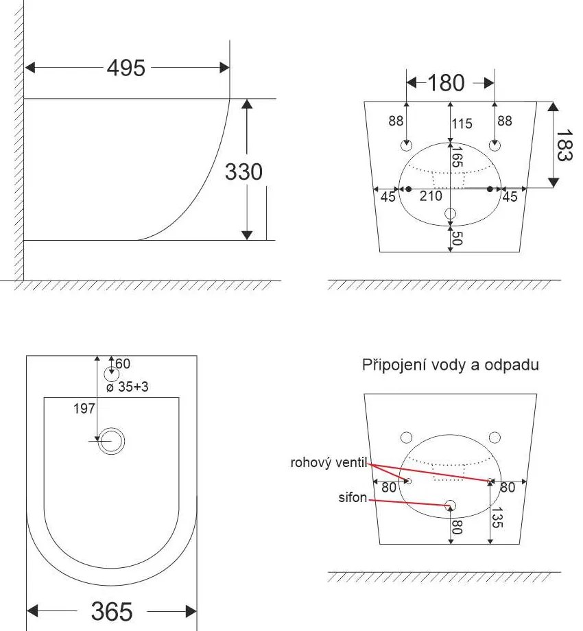 Mereo Mereo, Bidet závěsný kapotovaný, 495x365x330, keramický, bílý, VSD82B