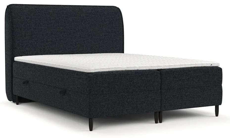 Černá boxspring postel s úložným prostorem 200x200 cm Melba – Maison de Rêve