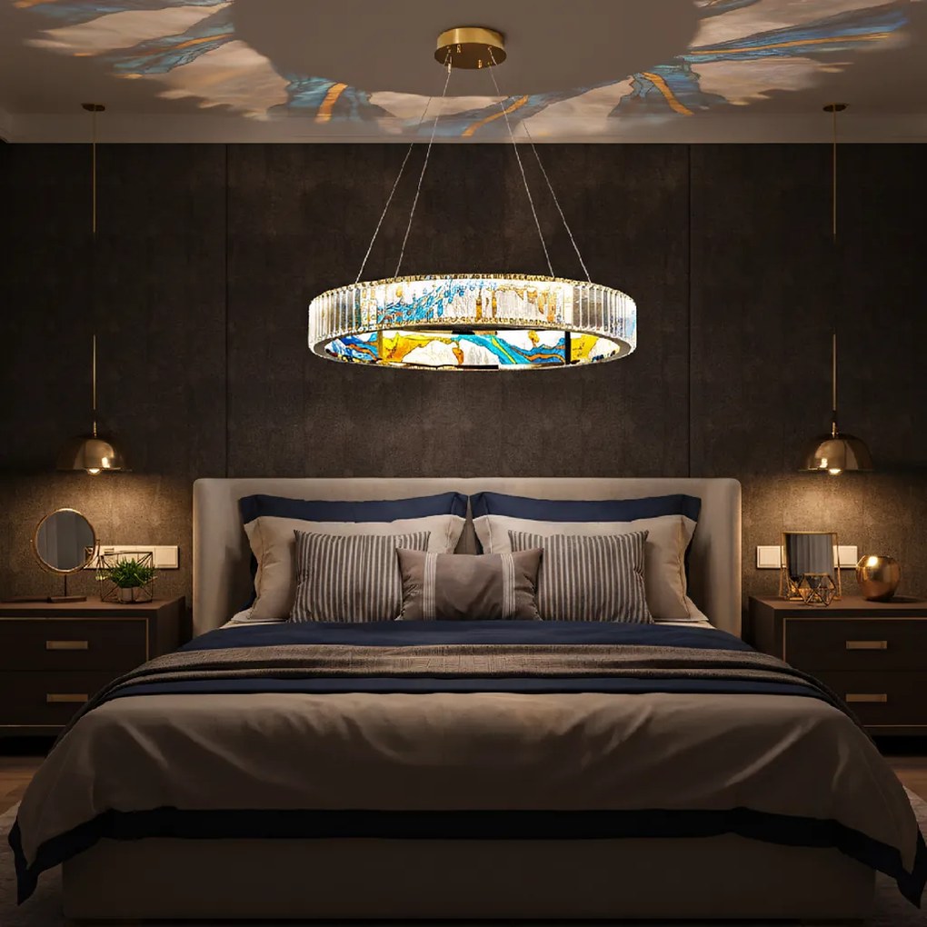 Toolight Toolight, LED stropní svítidlo 60cm + dálkové ovládání APP1748-CP, zlatá-průhledná, OSW-07894