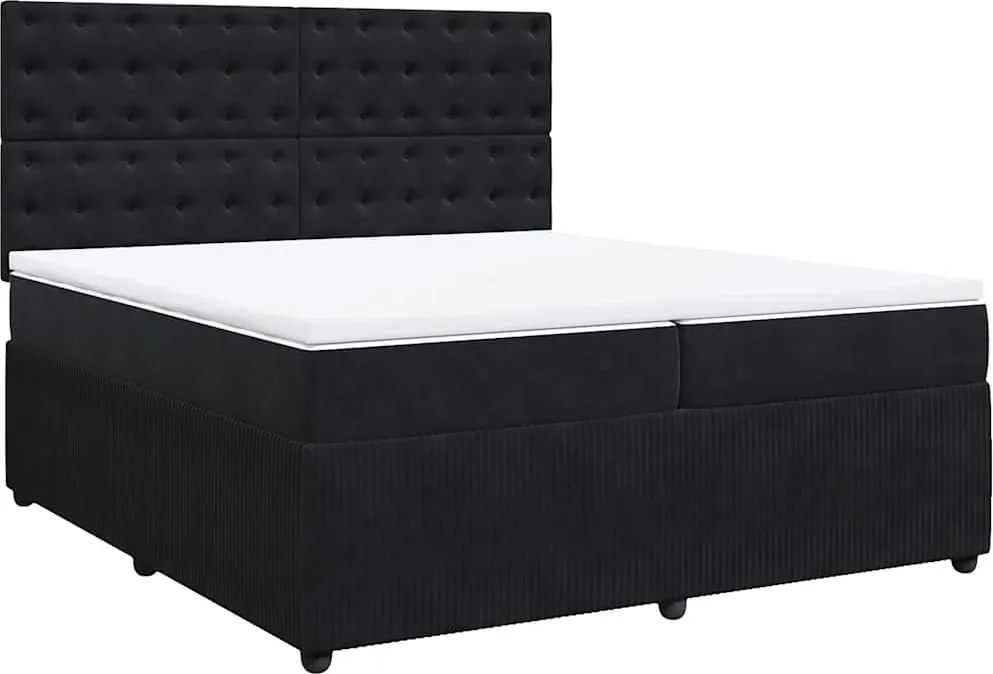 Box spring postel s matrací černá 200x200 cm samet 3292444