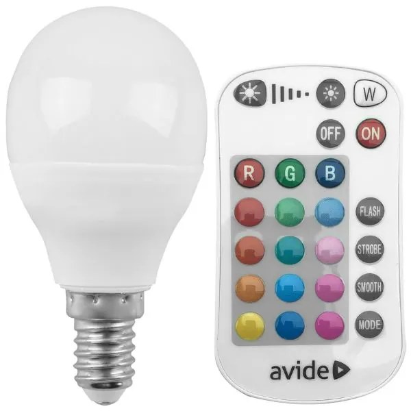 Chytrá LED žárovka  E14 4,9W RGB+W, stmívatelná G45 s dálkovým ovládáním, ekv. 40W, 3 roky