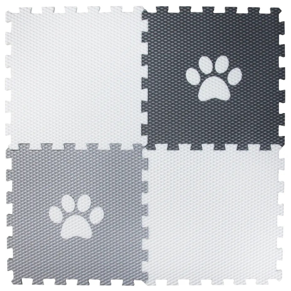Vylen Podložka pro psy - 4 podlahové díly Puzzle se světle šedou tlapkou