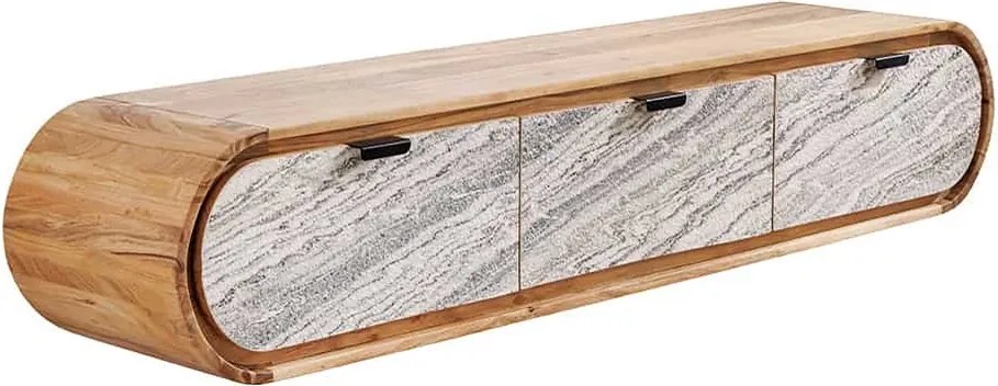 Designový závěsný TV stolek Callison 160 cm akácie / vzor kámen