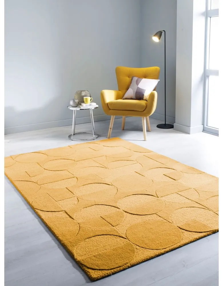 Žlutý vlněný koberec Flair Rugs Gigi, 120 x 170 cm