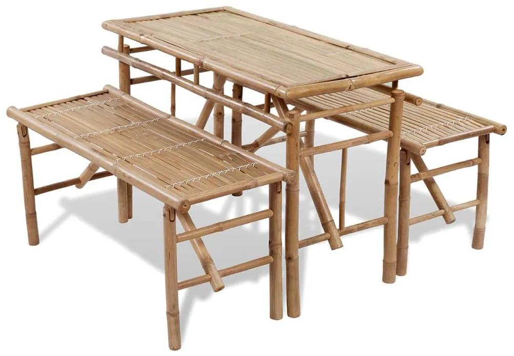 Pivní set stůl se 2 lavicemi 100 cm bambusový,  41502