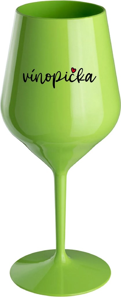 VÍNOPIČKA - zelená nerozbitná sklenice na víno 470 ml