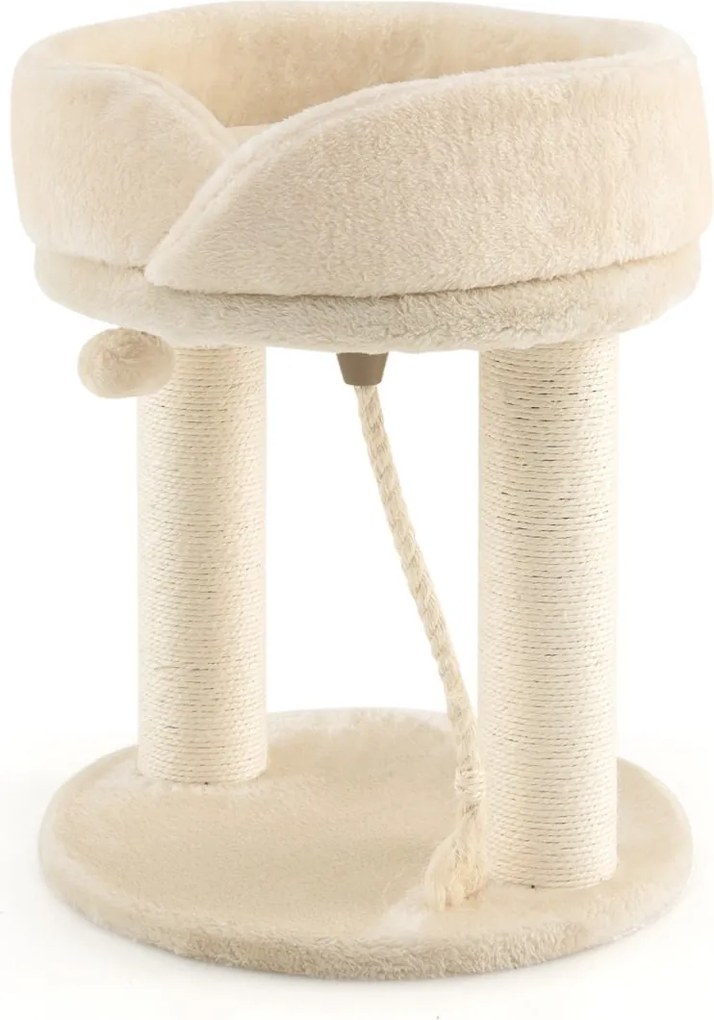Costway Cat Tree Cat škrabadlo s měkkým sedákem sisalová věž pro kočky, béžový