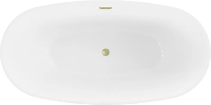 Mexen Eris samostatně stojící vana 170 x 80 cm, bílá, přepad zlatý kartáčovaný - 53441708000-55
