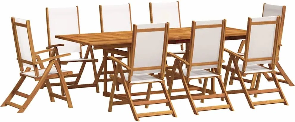 9dílný zahradní jídelní set masivní akáciové dřevo a textilen 3279293
