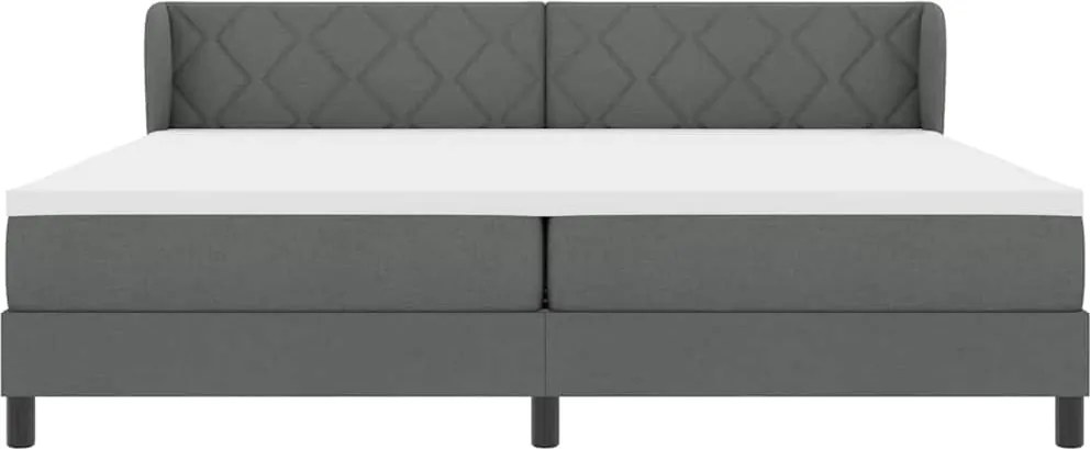 Postel s boxspringem s čelo Tmavě šedá 200 x 200 cm textil 3340109