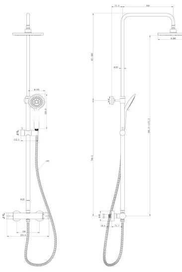 WENKO 25483100 - Sprchový systém WATERSAVING SYSTEM 120 cm lesk. chrom