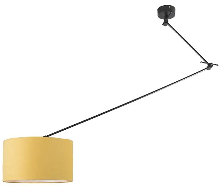 Závěsná lampa černá se stínidlem 35 cm žlutá nastavitelná - Blitz I.