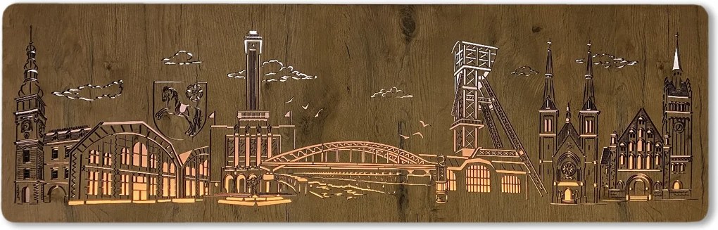 Li-Go "Ostrava" světelný obraz 230V 130x40 cm provedení povrchu: dub světlý