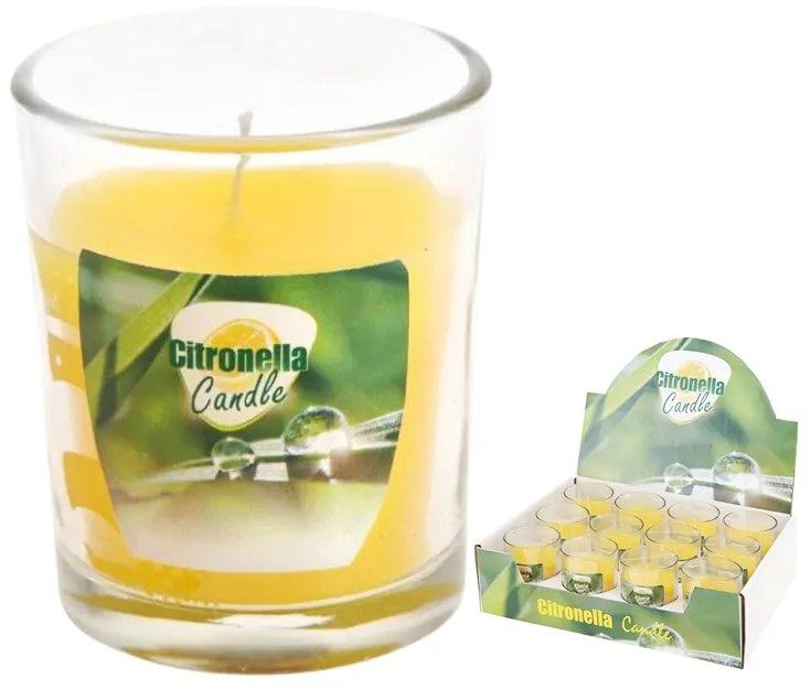 Citronella svíčka proti komárům ve skle 7x8 cm, vosk 130 g