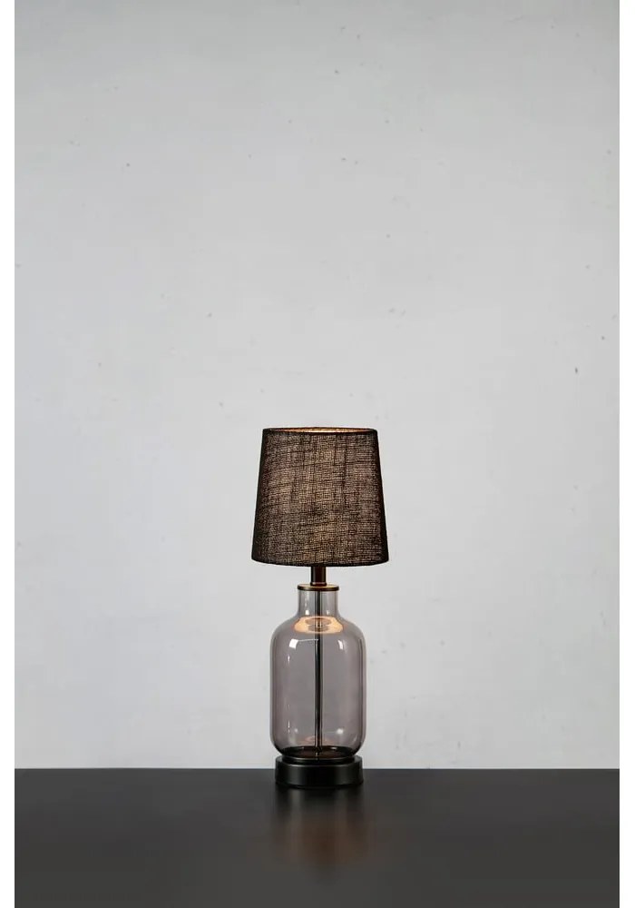 Černá stolní lampa se stínidlem z juty (výška 43 cm) Costero – Markslöjd